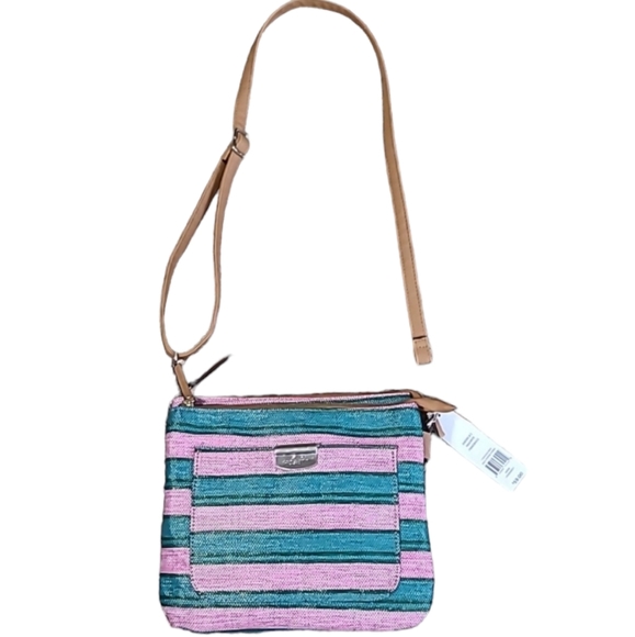 Rosetti | Bags | Rosetti Brand Womens Pink Teal Bold Stripe Straw Midge ...